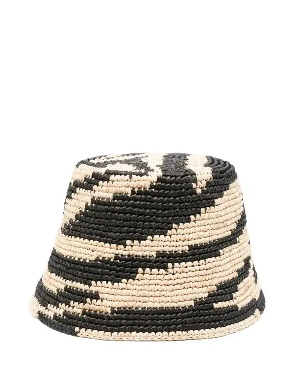 Zimmermann Zebra-pattern Raffia Bucket Hat - Blze - Black Zebra