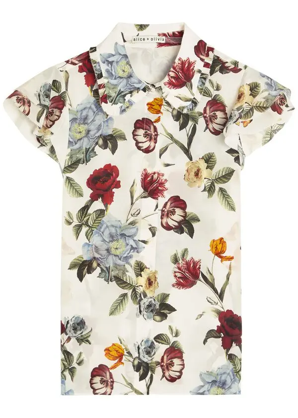 Alice + Olivia Floral-print Silk-chiffon Blouse - Multicoloured