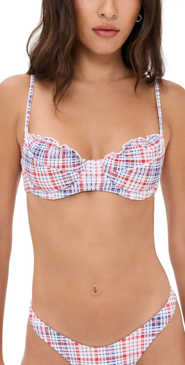Frankies Bikinis Austin Seersucker Bikini Top