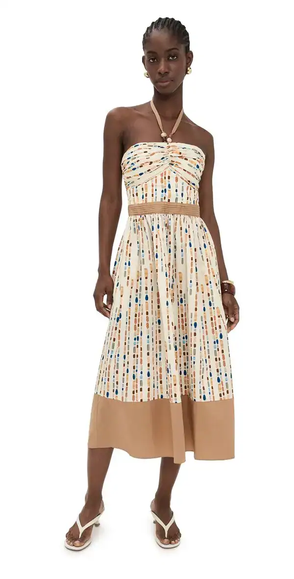Shoshanna Serene Halterneck Midi Dress In Ivory Multi - 70% Off |  Editorialist