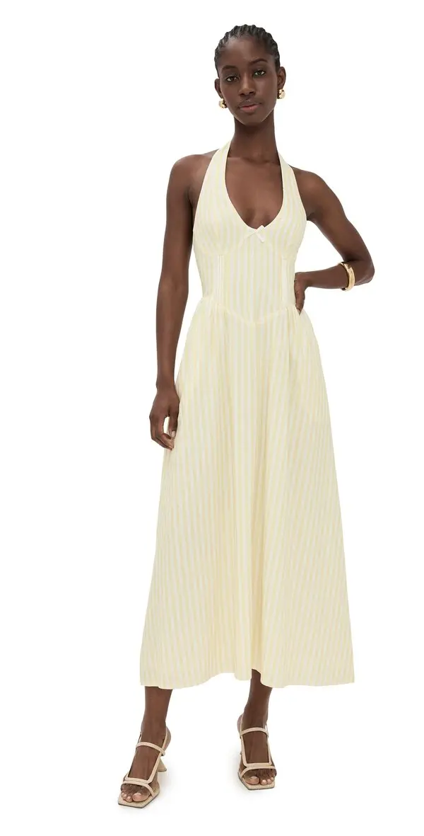 SEVEN WONDERS Calianna Midi Dress - Lemon Stripe