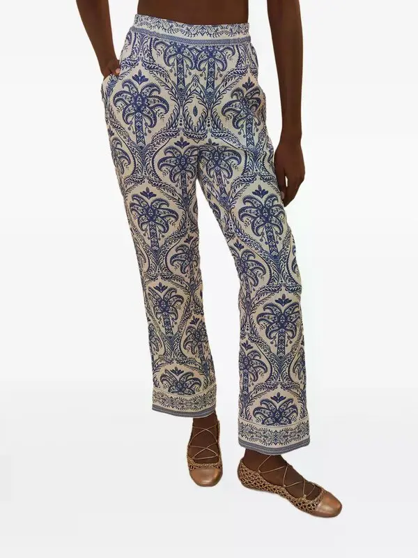 Farm Rio Tropical Cameo-print Trousers - Neutrals