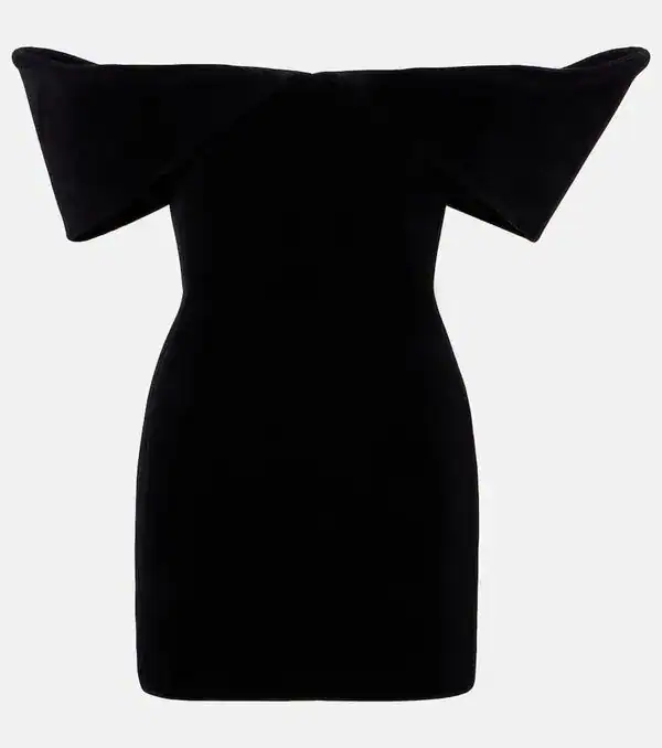 David Koma Off-Shoulder Velvet Mini Dress - Black - 20% Off | Editorialist