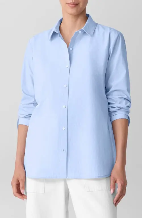 Eileen Fisher Striped Organic Cotton Button-up Shirt