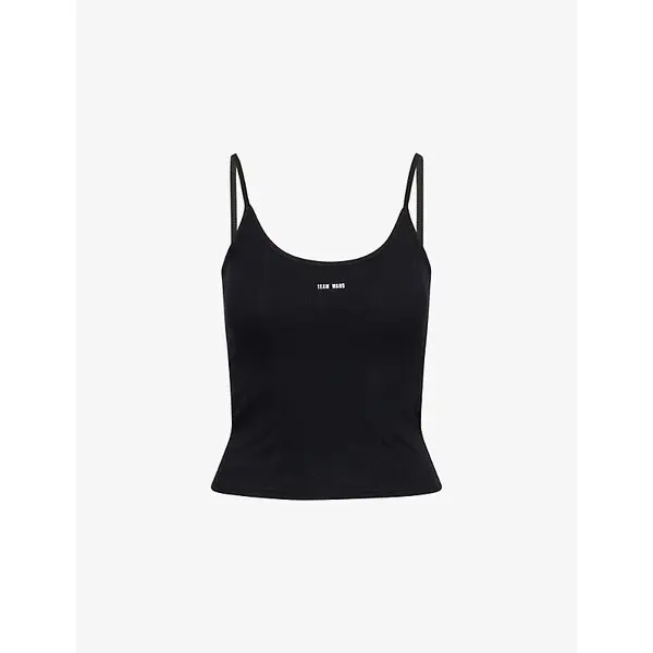 TEAM WANG DESIGN Logo-print Ribbed Stretch-knit Camisole Top