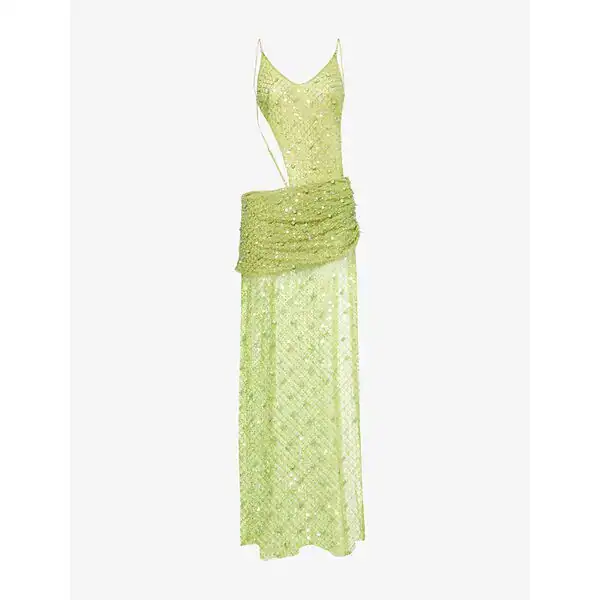 jaded london green mesh dress Luiza Mesh Beaded Backless Mini Dress | Jaded London main image 0
