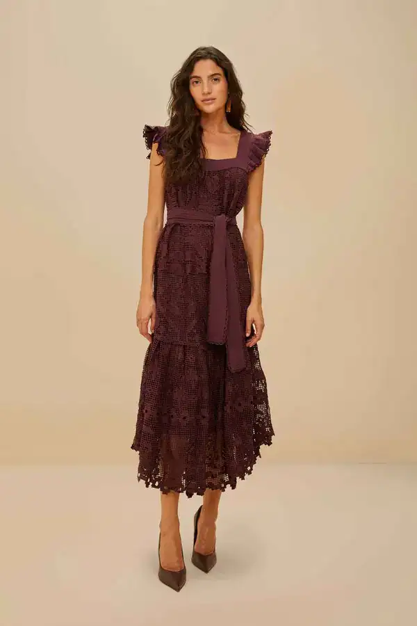 knee length dresses for ladies Farm Rio Women's Guipure Cut Out Midi Dress main image 0