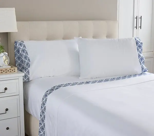 Dennis Basso As Is Hotel Du Cobb 100% Cotton Sateen Sheet Set W/ Cuff