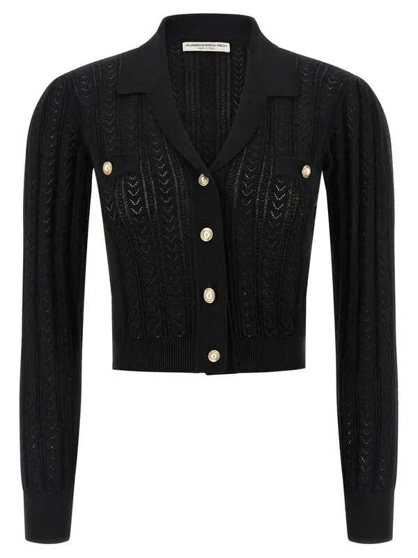 Alessandra Rich Cashmere Blend Knit Cardigan - Black