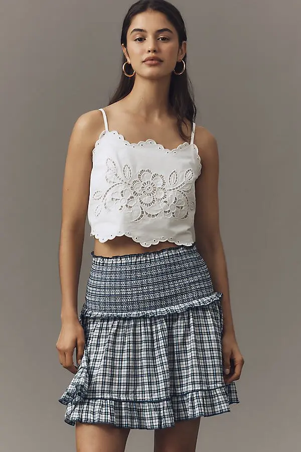 Maeve Smocked Flounce Mini Skirt
