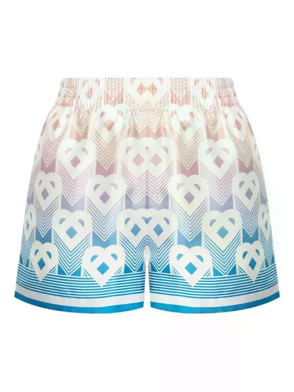 Casablanca Monogram-print Silk Shorts - Blue
