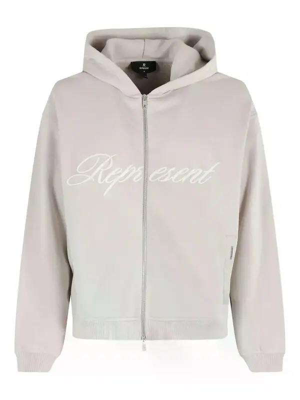 REPRESENT Script Logo Zip-up Hoodie - Neutrals