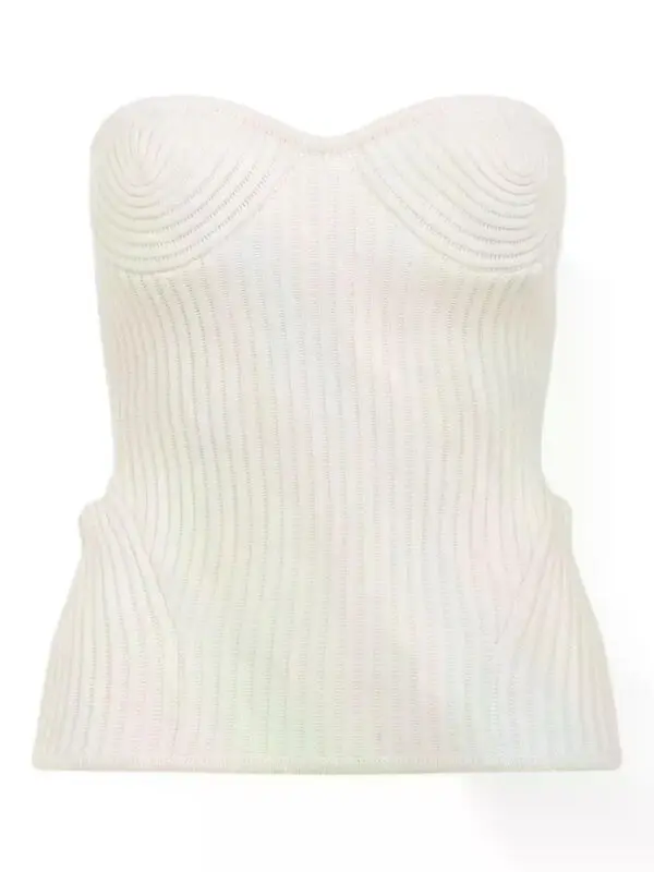 Jean Paul Gaultier Ribbed Sweetheart Top - White
