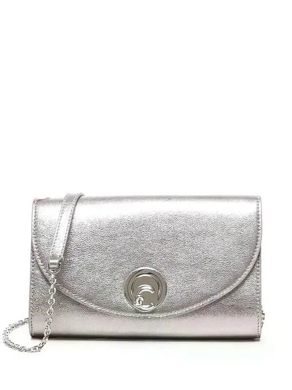COCCINELLE Circular-lock Leather Shoulder Bag - Silver