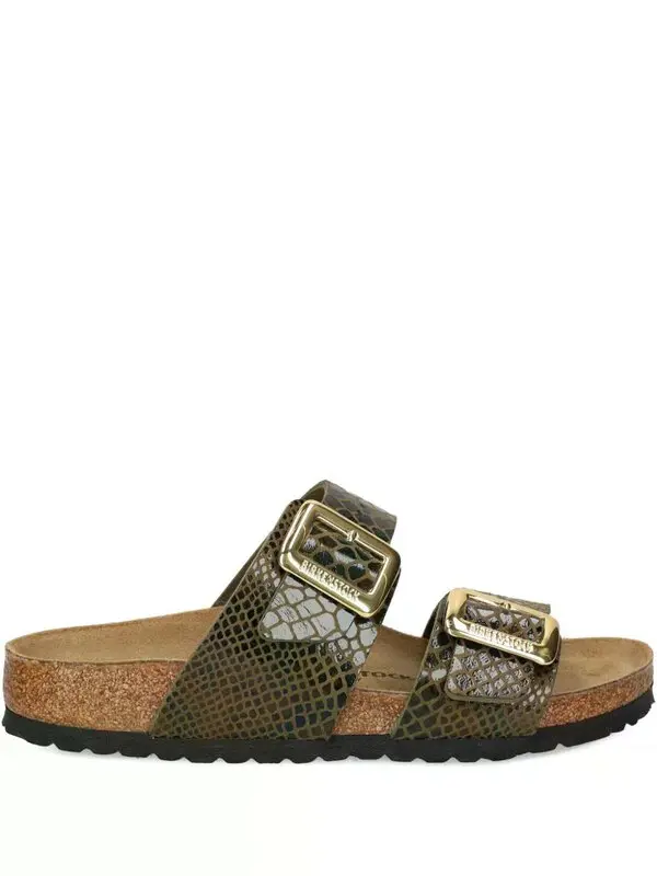 BIRKENSTOCK Snakeskin Buckle Sandals - Brown