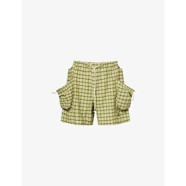 STORY MFG. Checked Cotton Shorts - Moss Check