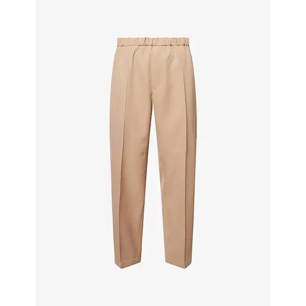 JIL SANDER Drawstring Wide Tapered-leg Wool Gabardine Trousers - Clay