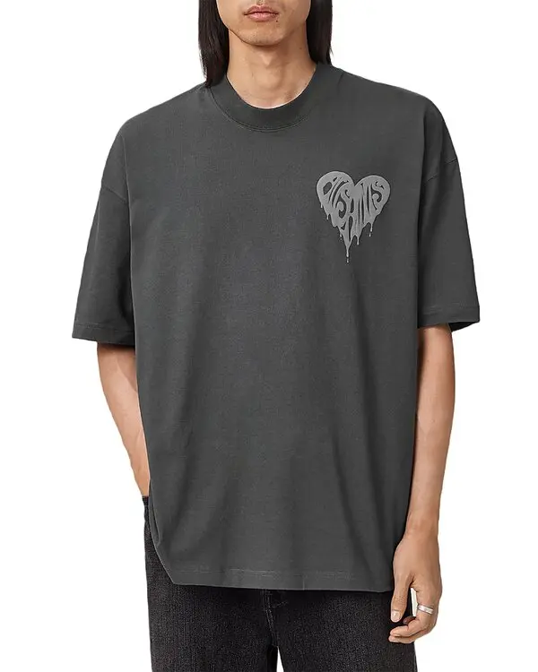All Saints Oversized Trip Logo Graphic Tee - Washed Black