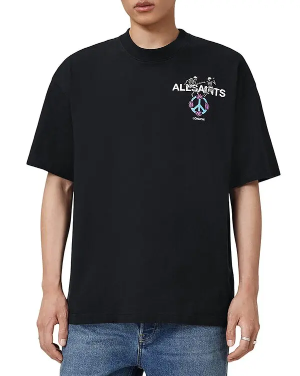 All Saints Oversized Reincarnate Logo Graphic Tee - Washed Black
