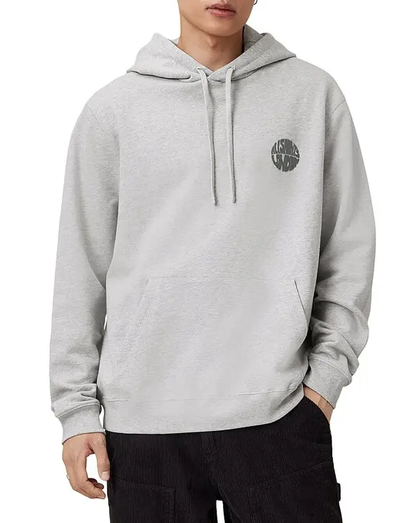 All Saints Relaxed Fit Waved Hoodie - Light Grey