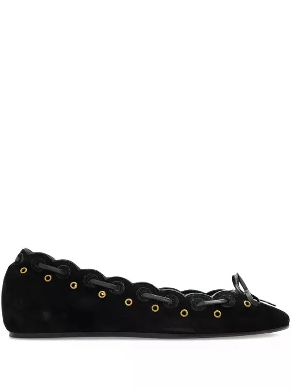 Isabel Marant Balfy Scalloped Eyelet Ballet Flats - Black