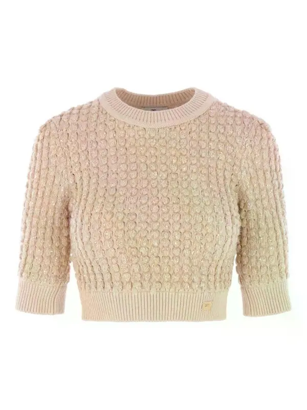 Elisabetta Franchi Sequin-embellished Cable-knit Sweater - Neutrals