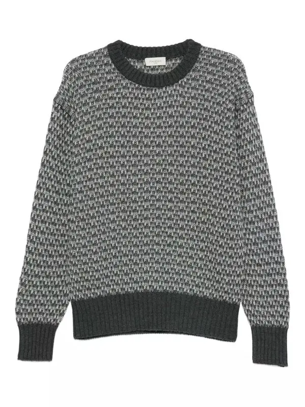 PIACENZA CASHMERE 1733 Patterned Crew-neck Sweater - Grey