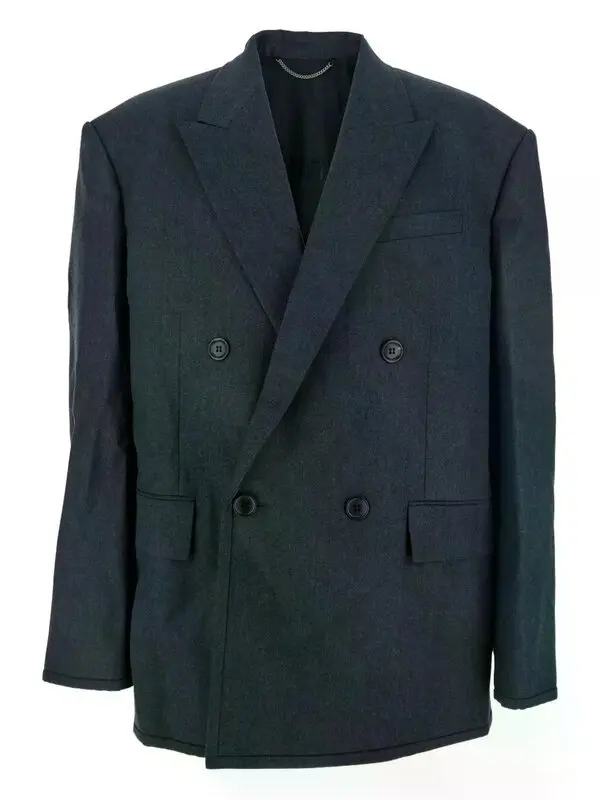 JUUN.J Double-breasted Wool Blazer - Blue