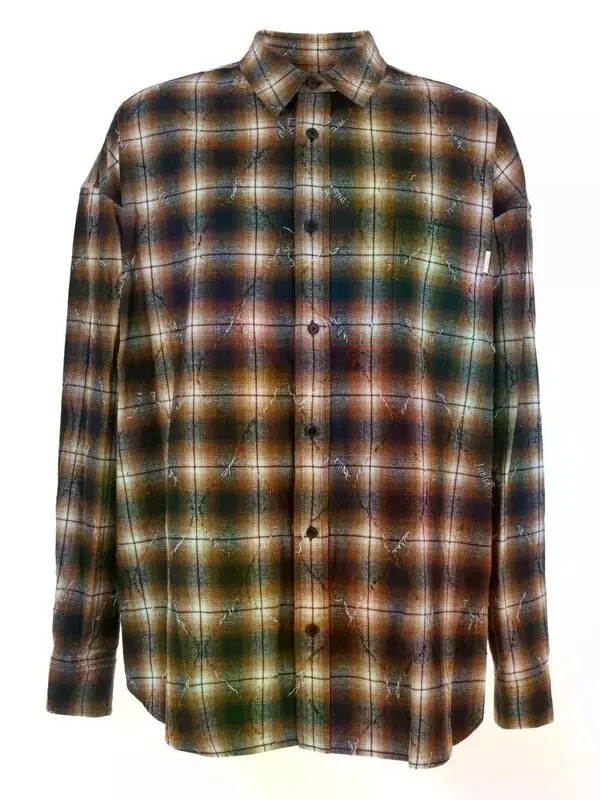 JUUN.J Argyle Check Damaged Shirt - Brown