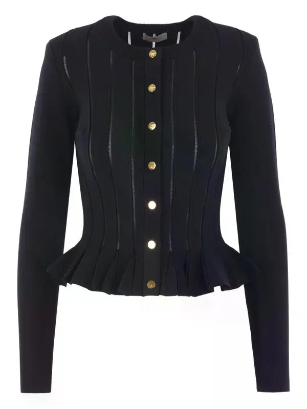 Elisabetta Franchi Ribbed-knit Peplum Cardigan - Black