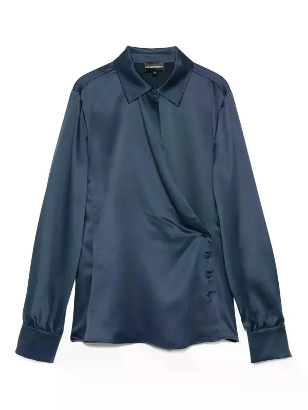 Emporio Armani Satin Wrap Blouse - Blue