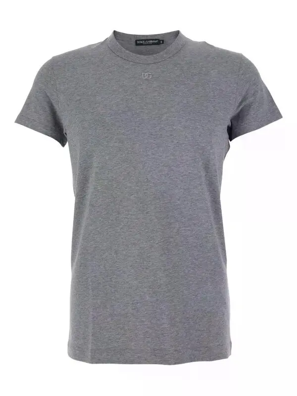 Dolce & Gabbana Crew-neck Logo-embroidered T-shirt - Grey