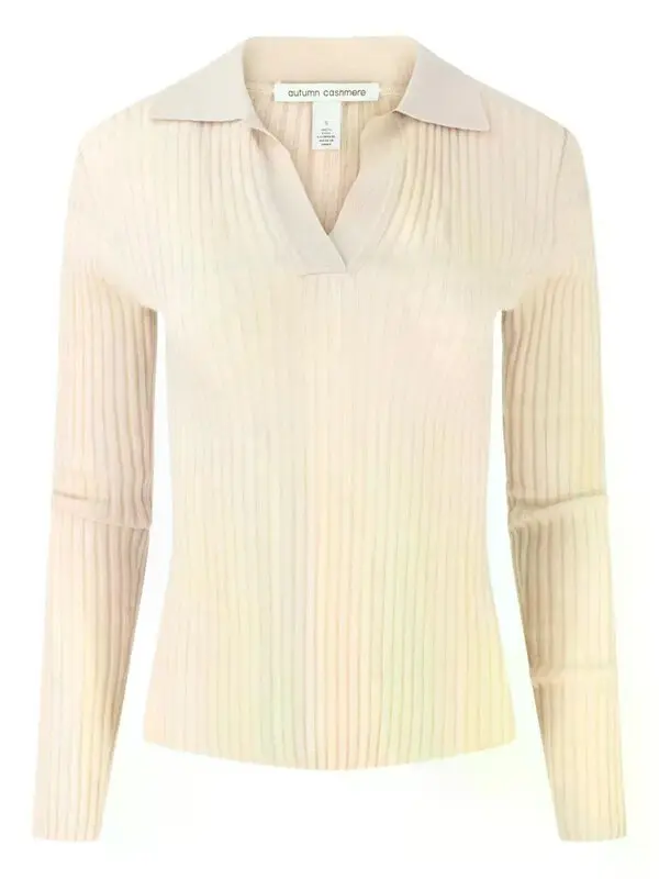 Autumn Cashmere Ribbed Collared Sweater