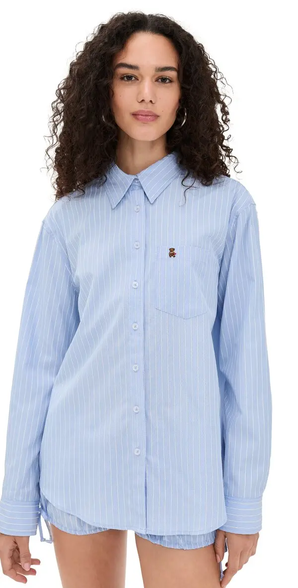 GUIZIO Oona Button-down Shirt - Blue/white