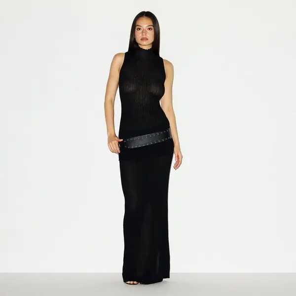 SKIMS Sheer Knit Mock Neck Tunic - Onyx