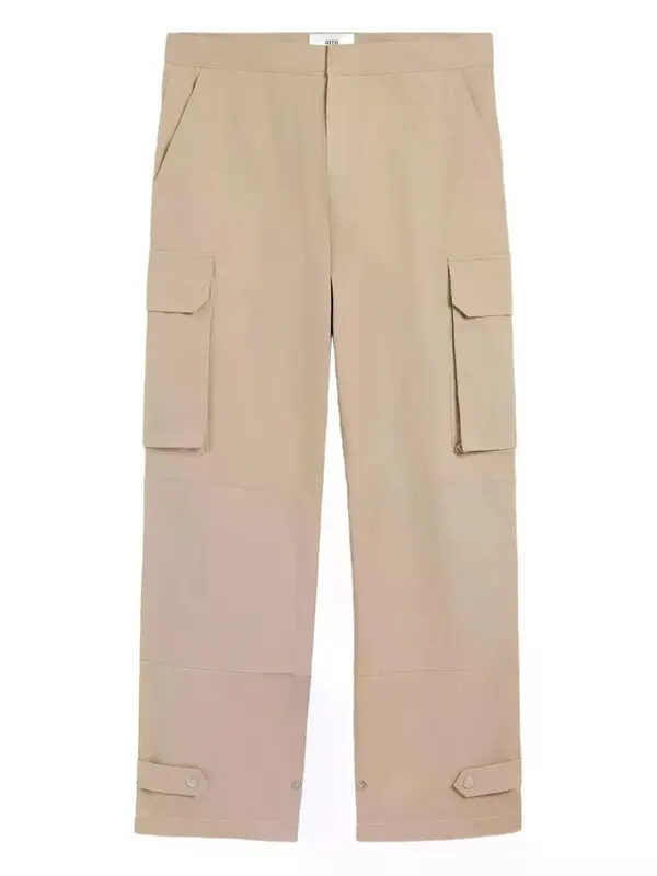 Ami Cotton Gabardine Cargo Trousers - Neutrals