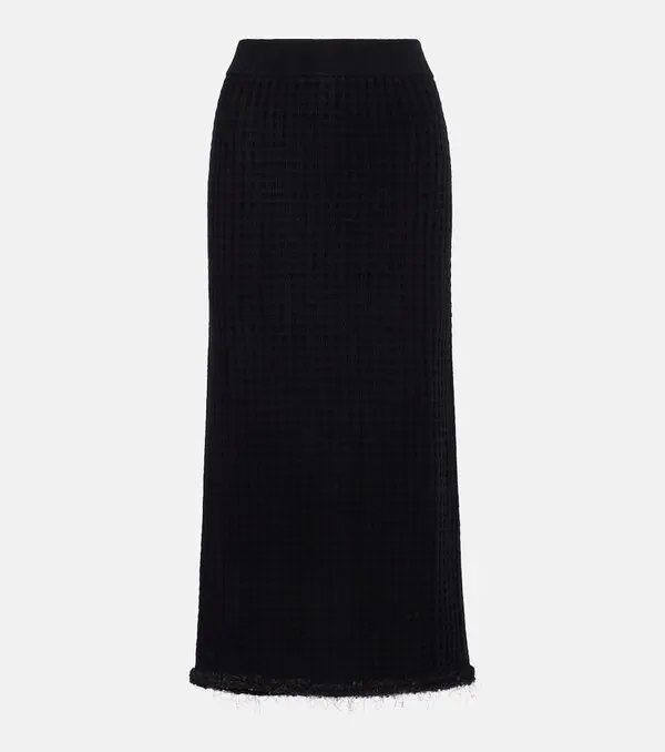 Jardin Des Orangers Distressed Wool And Cashmere Pencil Skirt - Black