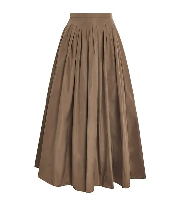 Max Mara Taffeta Water-repellent Pleated Maxi Skirt - Beige