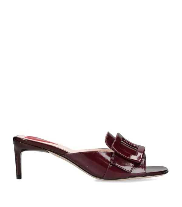 ROGER VIVIER Patent Leather Viv' Canard Mules - Burgundy