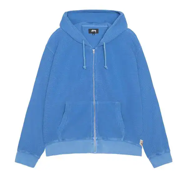 StüSsy Double Layer Waffle Zip Hoodie - Blue | Editorialist