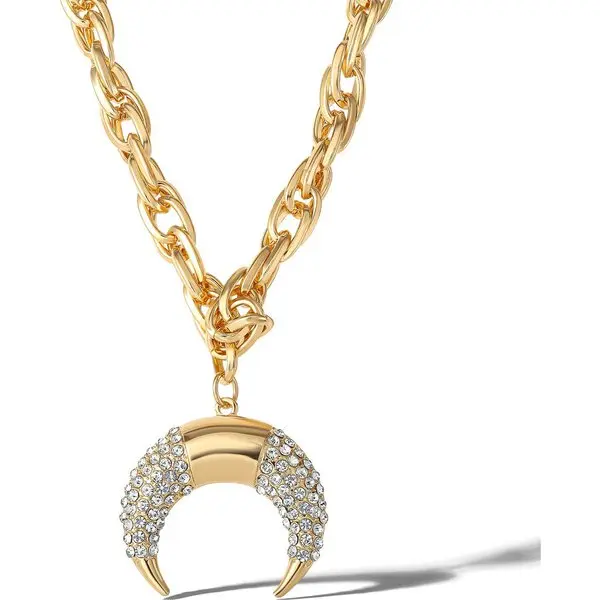 Jessica Simpson Crescent Moon Crystal Pendant