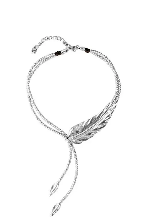 UNODE50 Feather Drop Sterling -plated Necklace