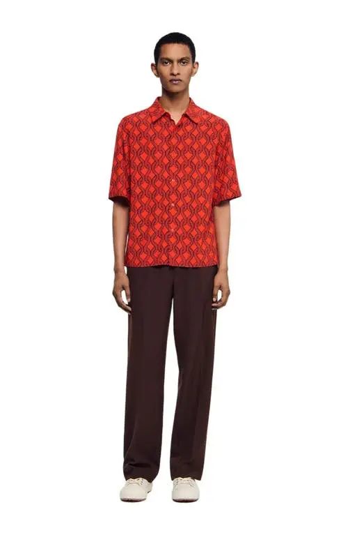 Sandro Loose-fit Rope Print Shirt - Blood Orange