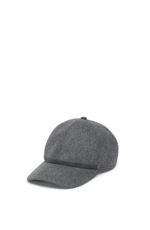Brunello Cucinelli Baseball Cap With Monili - Dark Grey