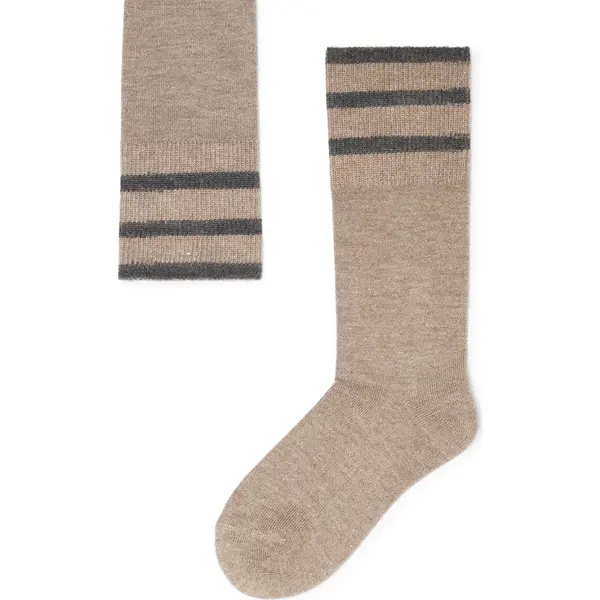 Brunello Cucinelli Sparkling Knit Calf Socks - Beige