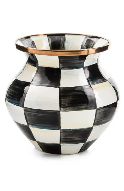 MACKENZIE-CHILDS Courtly Check Small Enameled Steel Vase - Black/white