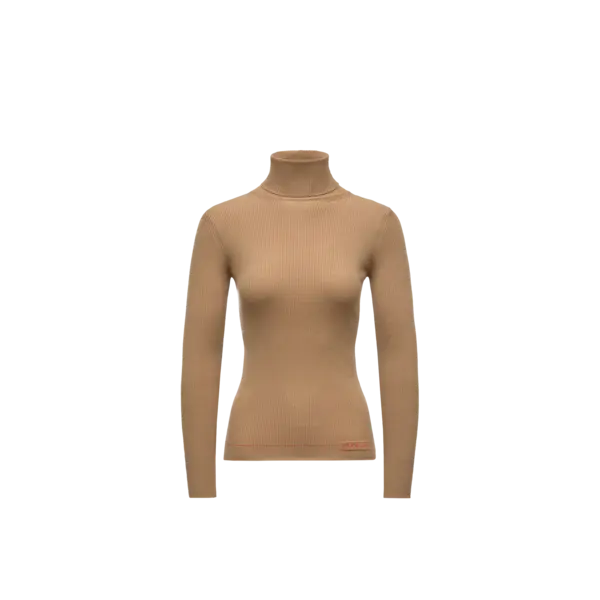 Moncler Logo Wool Turtleneck Sweater - Beige