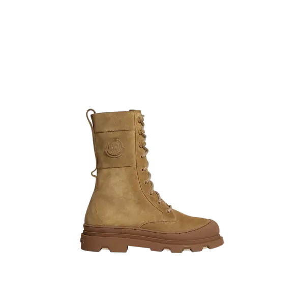 Moncler Vera High Suede Lace-up Boots - Beige