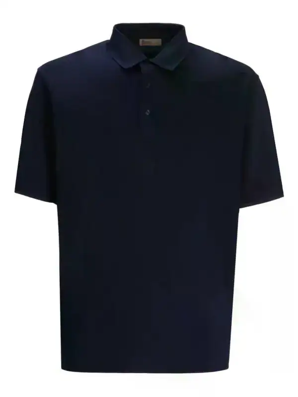 Tシャツ・カットソー HERNO SS25 Cotton buttonless polo shirt (JV000002U 1000) Herno Cotton Polo Shirt - Blue | Editorialist