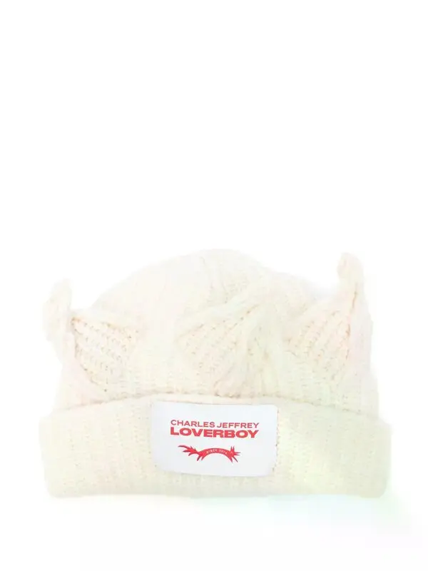 CHARLES JEFFREY LOVERBOY Crown Knitted Beanie - Neutrals
